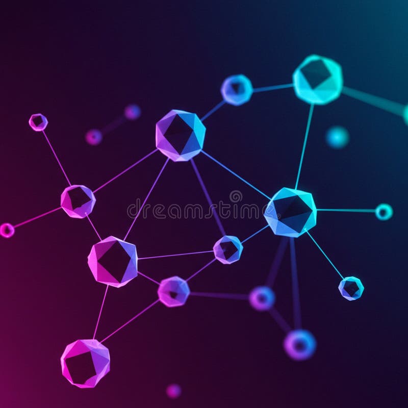 A Digital Illustration Depicting a Network of Interconnected Geometric ...