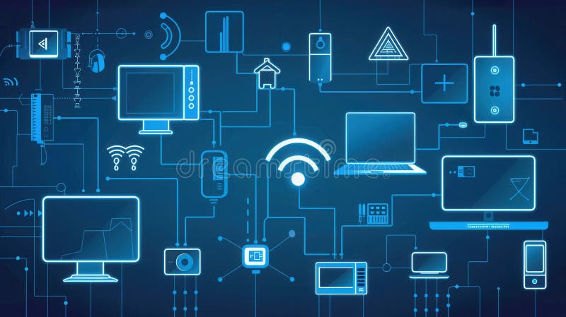 A Digital Illustration Depicting a Network of Smart Home Devices ...