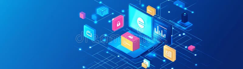 A Digital Illustration Depicting Online Communication, Data Visualization, and Modern Technology ...