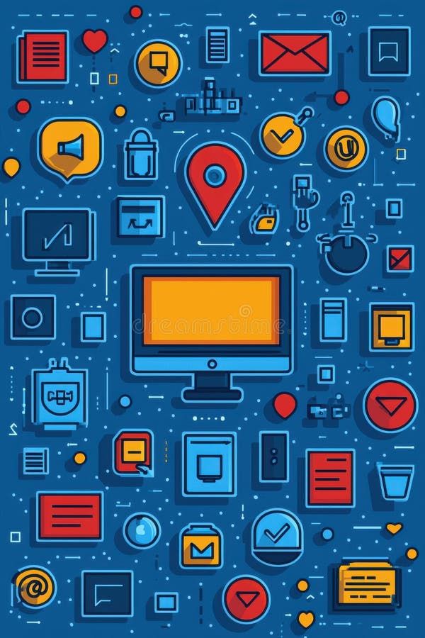 Digital Illustration Depicting Online Communication and Networking ...