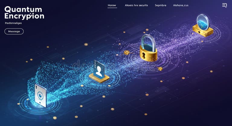 Digital Illustration Depicting Quantum Encryption Technology. the Image ...