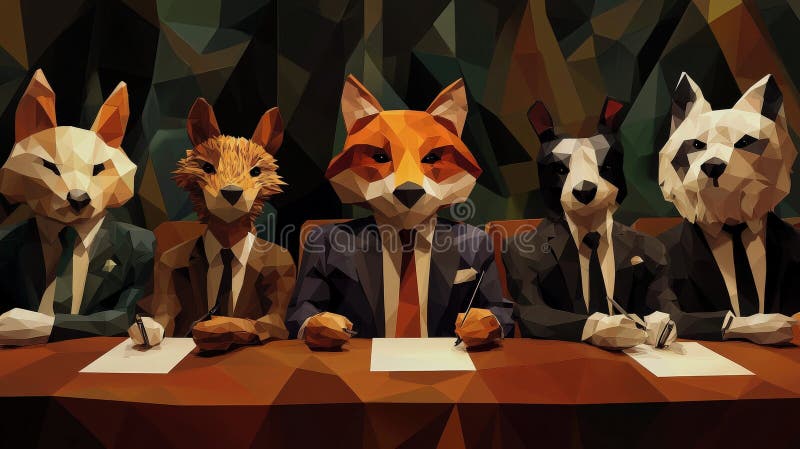 Animal Business Panel Illustration with Formal Attire Stock ...