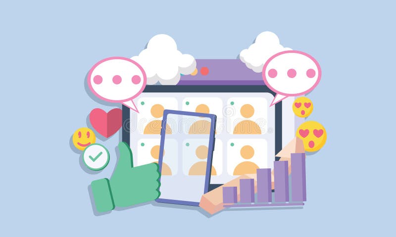 Social Media Platform, Social Media Usage Concept, Emoji, Web Page ...