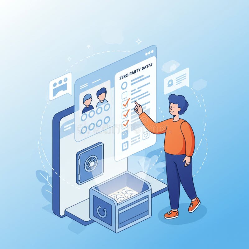 A Digital Illustration Depicts a Person Interacting with a Floating ...