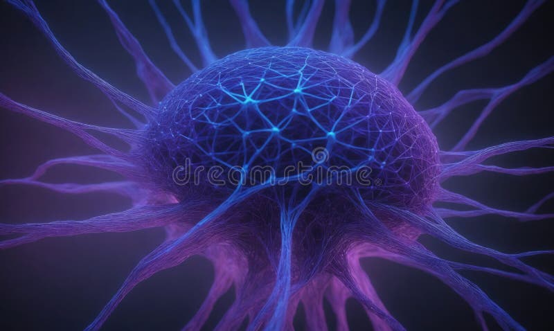 A Close-up of a Neuron, Showcasing Its Intricate Network of Dendrites ...