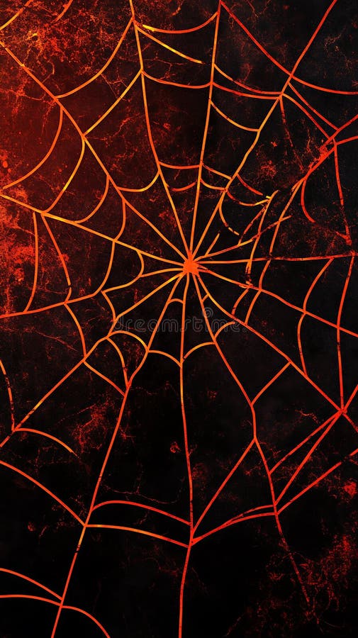 Glowing Red Spider Web on Black Background Stock Illustration ...