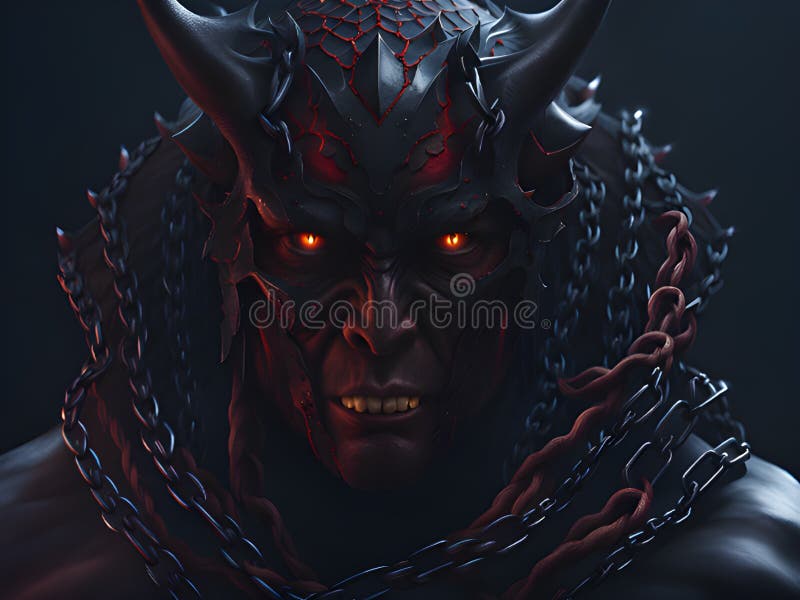 Digital Illustration of a Devil with a Chain in His Hands Stock ...