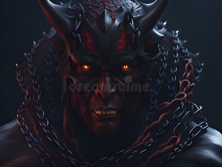 Digital Illustration of a Devil with a Chain in His Hands Stock ...
