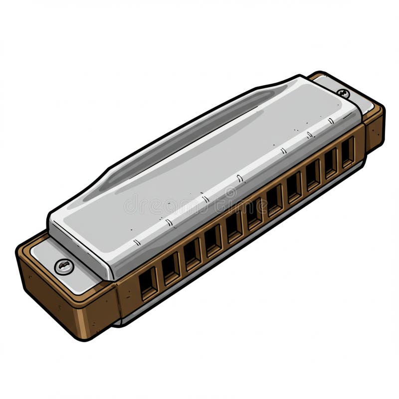 A Digital Illustration of a Diatonic Harmonica, Featuring a Rectangular ...