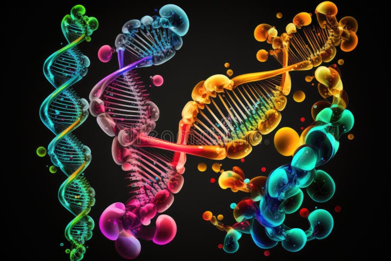 Digital Illustration of Different Colored Structures of DNA and ...