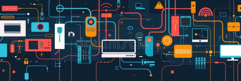 A Digital Illustration Displaying a Network of Interconnected Routers ...