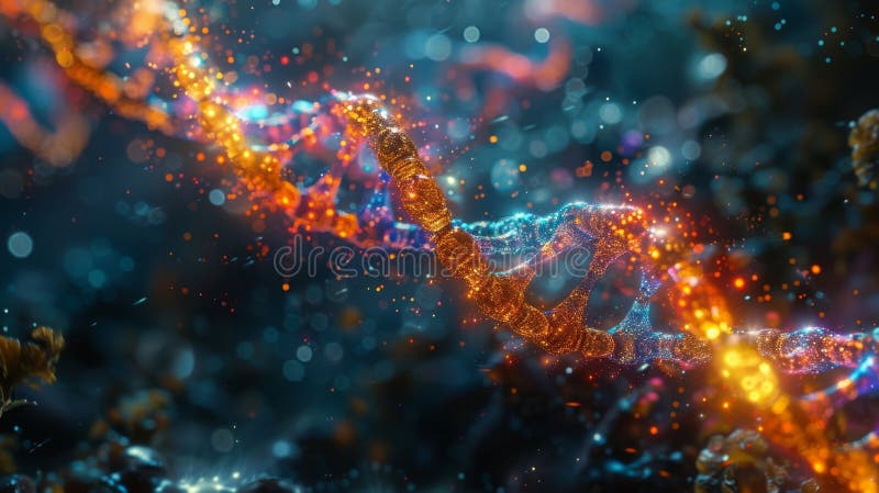 A Digital Illustration of a DNA Strand Transitioning into a Wavelike ...