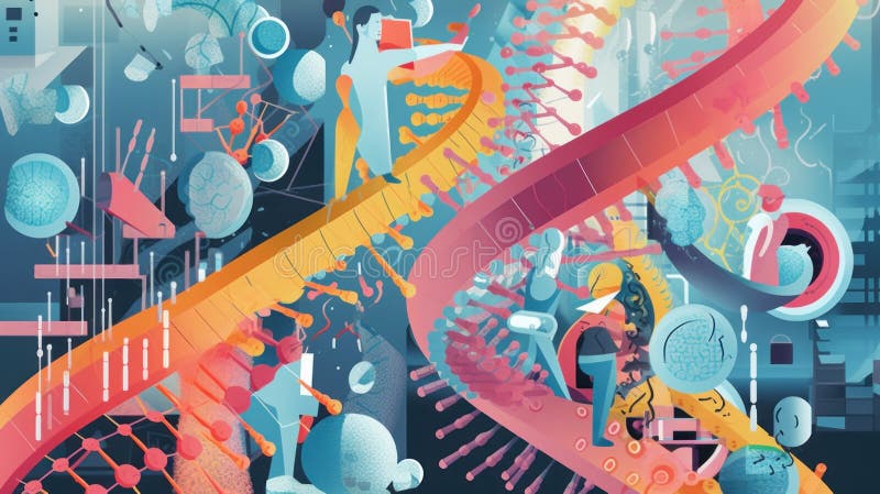 A Digital Illustration of a Dna Structure. AI Generative Image. Stock ...