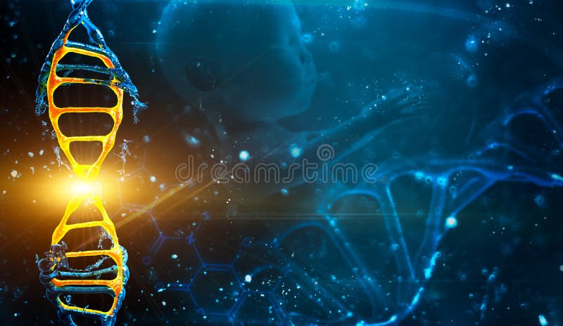 Digital Illustration DNA Structure in Blue Background Stock ...