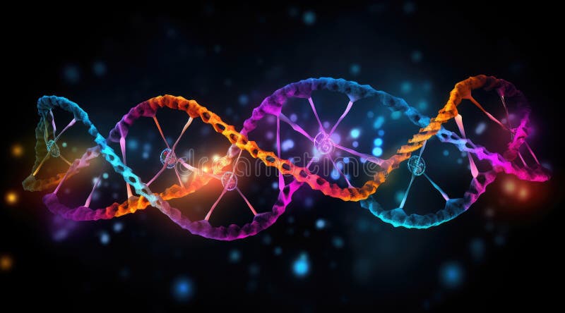 Digital Illustration DNA Structure in Colour Background Stock ...