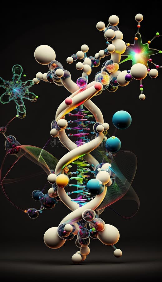 Digital Illustration DNA Structure in Colour Background. 3D Rendered ...