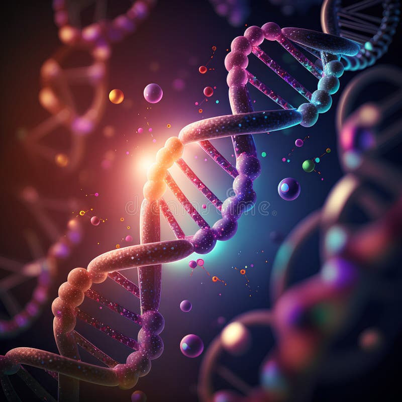 Digital Illustration DNA Structure in Colour Background. 3D Rendering ...