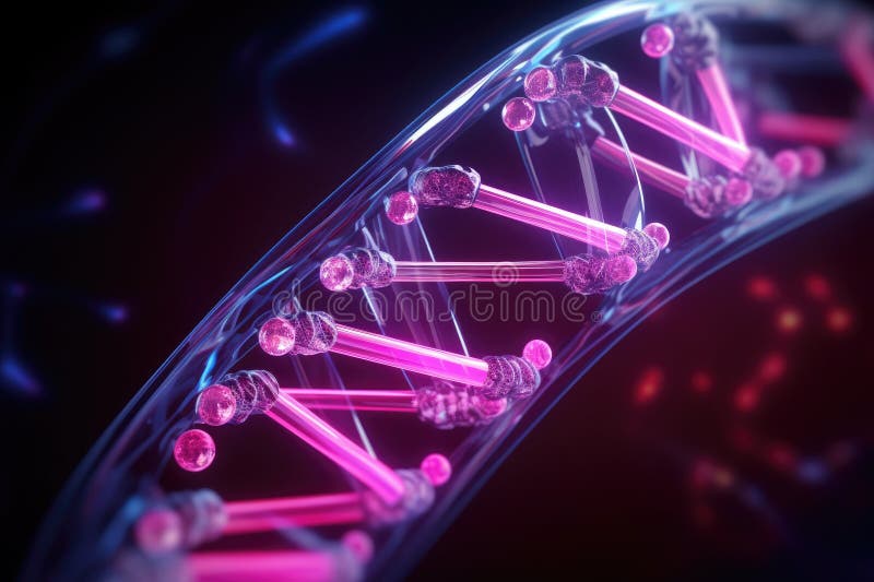 Digital Illustration Of Dna Structure In Colour Background 3d Rendering Futuristic Dna Ai
