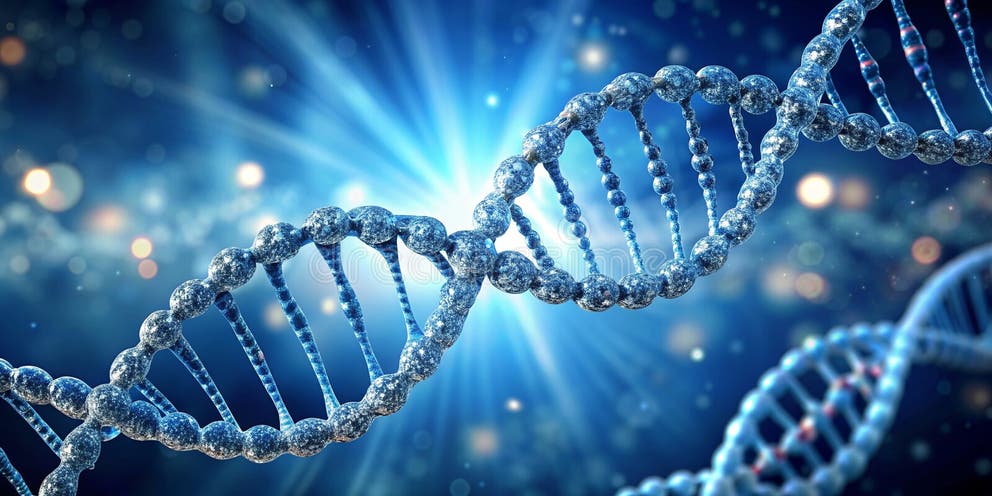 Digital Illustration DNA Structure in Colour Background with Light ...