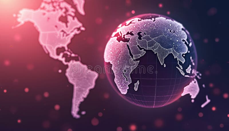 Digital Illustration of Earth Globe with Highlighted Continents. Modern ...