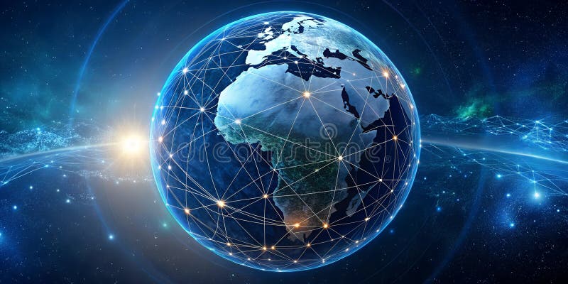 A Digital Illustration of the Earth with Glowing Lines Connecting ...