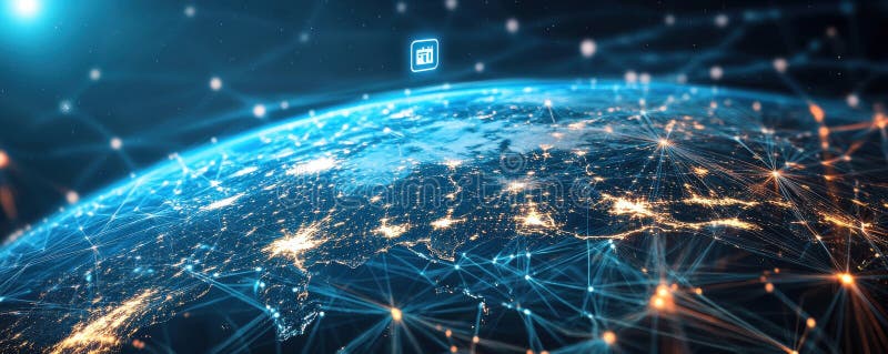 Digital Illustration of Earth with Glowing Network Lines Depicting ...