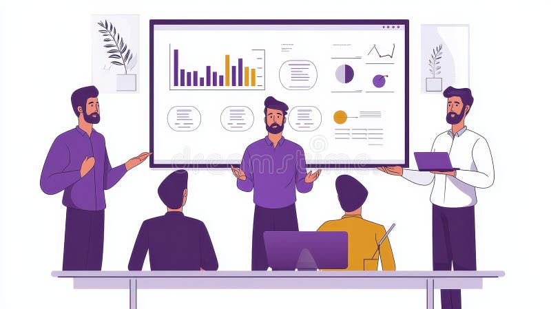 Digital Illustration of Engaging Business Data Insights and Modern ...