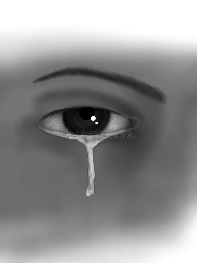 Digital Illustration of an Eye in Close-up with a Tear Stock ...