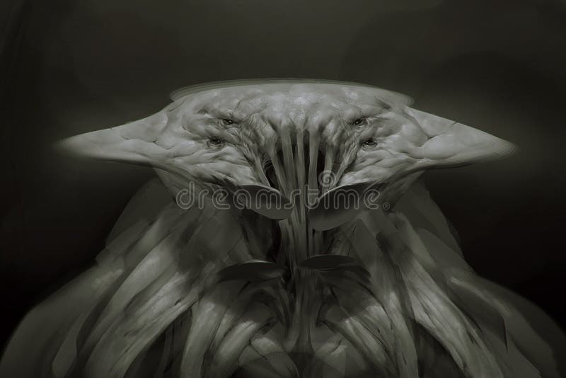 Digital Illustration of Fantasy Stingray Ray Creature with Multiple ...