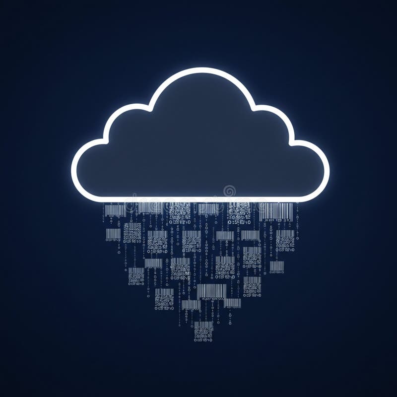 A Digital Illustration Features a Cloud Icon Outlined in White Against ...