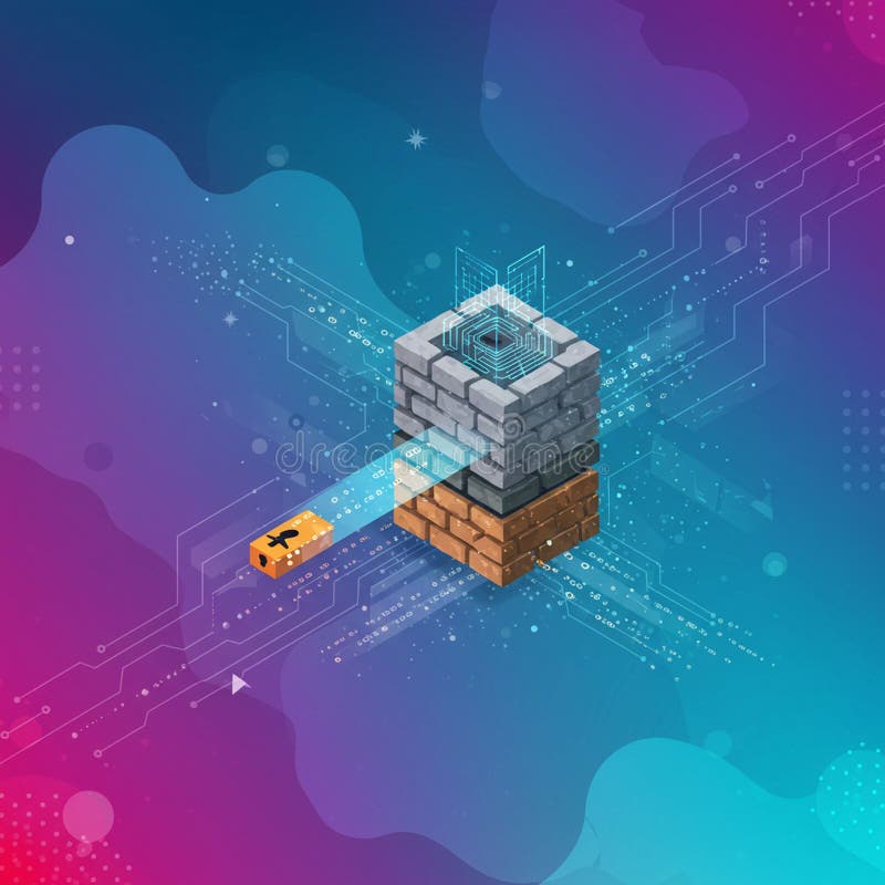 A Digital Illustration Features a Cube Composed of Pixelated Stone and ...