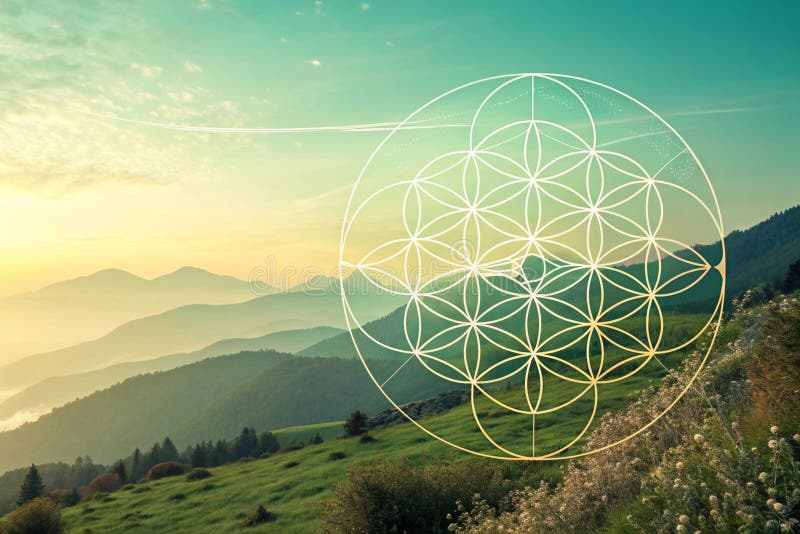 Sacred Geometry Flower Geomodule with Green To Yellow Gradient Stock ...