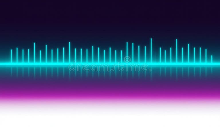 Neon Soundwave Equalizer with Reflection on Gradient Background Stock ...