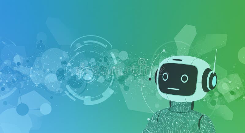 A Digital Illustration Features a Humanoid Robot with a Simplistic ...