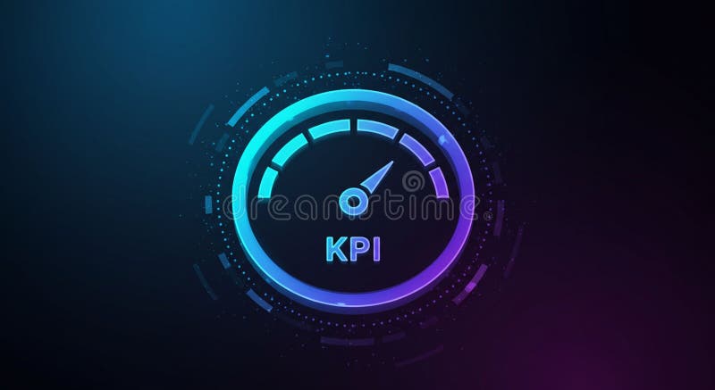 A Digital Illustration Features a KPI (Key Performance Indicator) Gauge ...