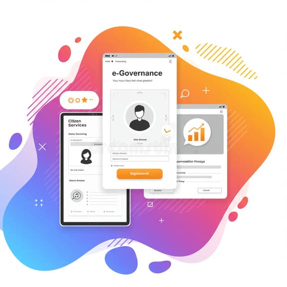 A Digital Illustration Features a Multi-device Interface Design Concept ...