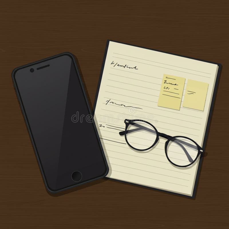 A Digital Illustration Features a Smartphone with a Black Screen on a ...