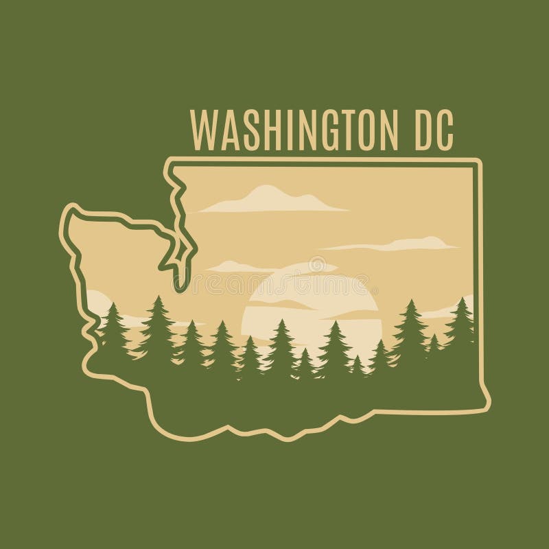 Washington DC Forest Sunset Silhouette with Trees and Clouds Stock ...