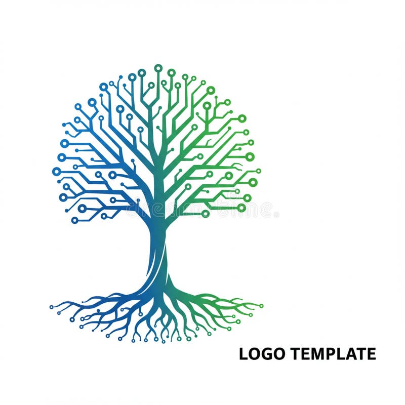 Digital Illustration Features a Stylized Tree Resembling a Circuit ...