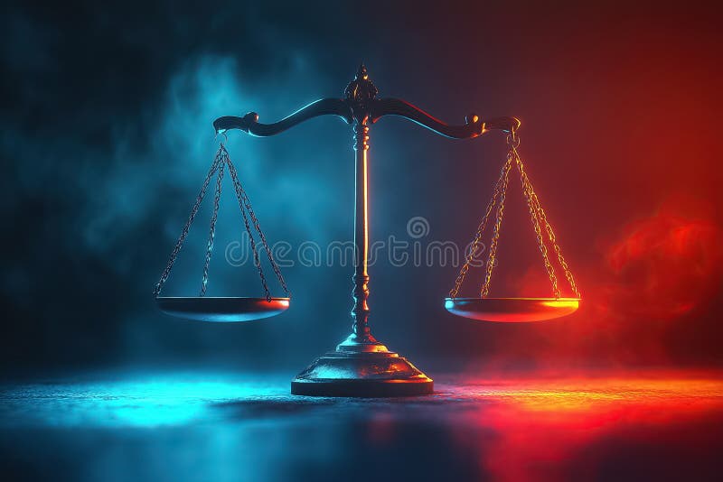 A Digital Illustration Features a Tilted Scale, Symbolizing Imbalance ...
