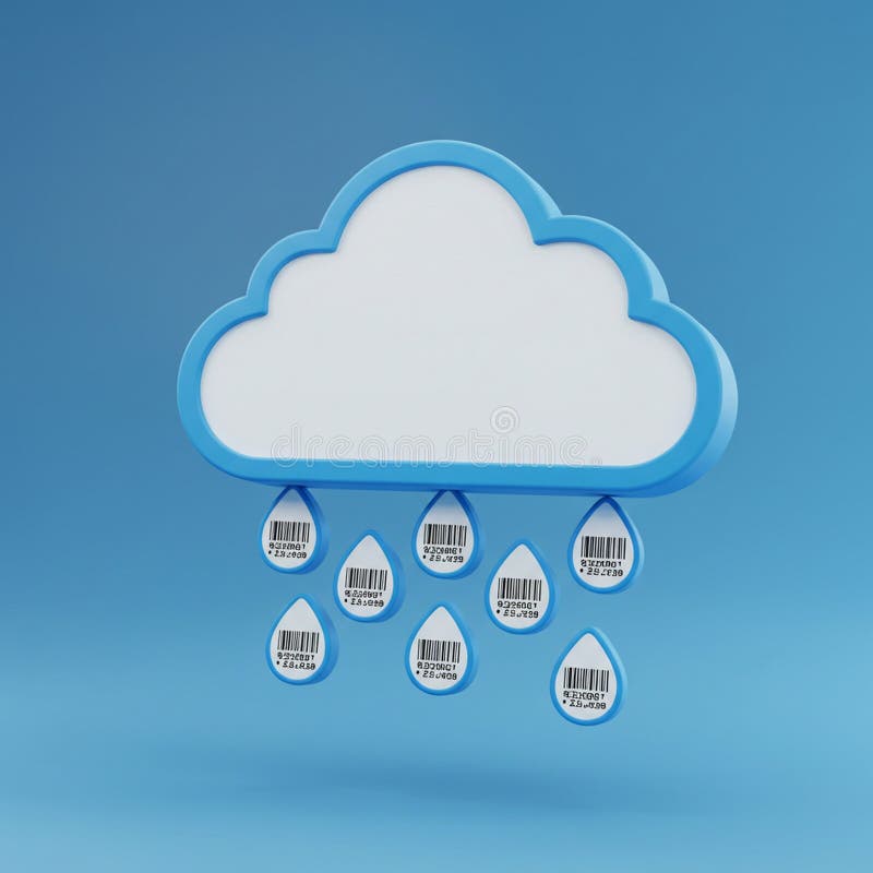 A Digital Illustration Features a White Cloud with a Blue Outline ...