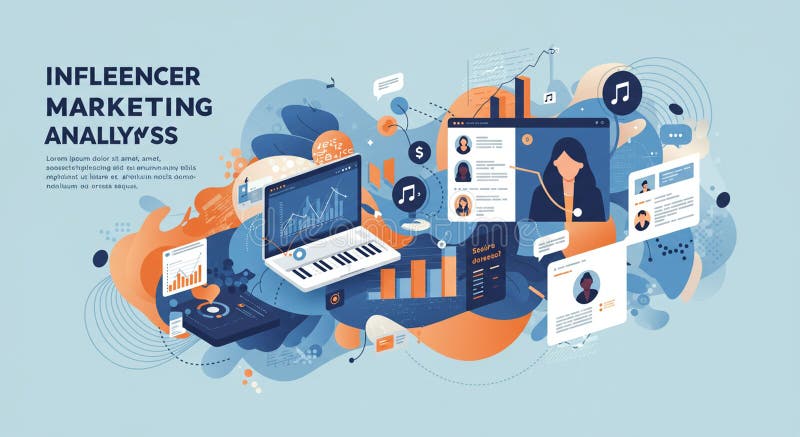 Digital Illustration Featuring Elements of Influencer Marketing ...