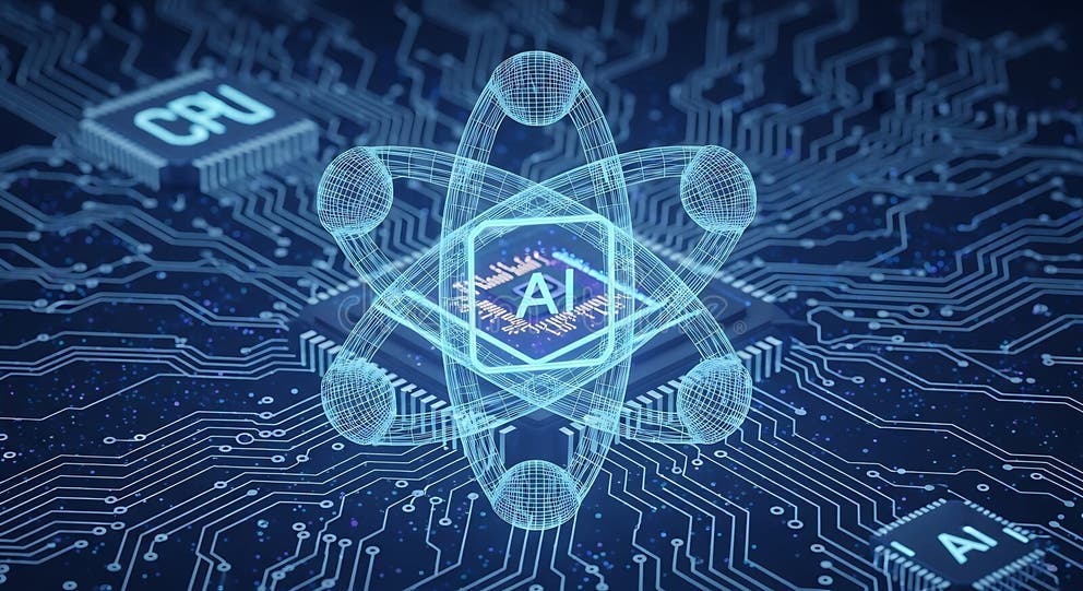 Digital Illustration Featuring a Glowing Atomic Structure Overlaying a ...