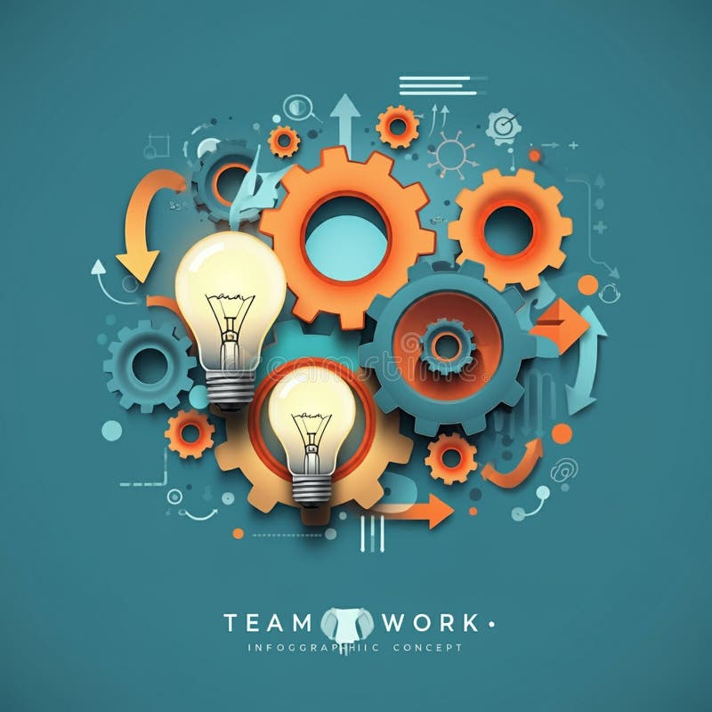 A Digital Illustration Featuring Orange and Blue Gears of Various Sizes ...