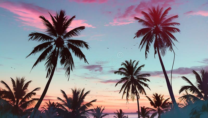 A Digital Illustration Featuring a Silhouette Style and Landscape Type ...