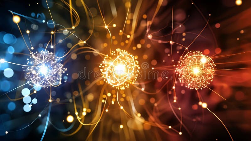 A Digital Illustration Featuring Three Distinct Sets of Particles ...