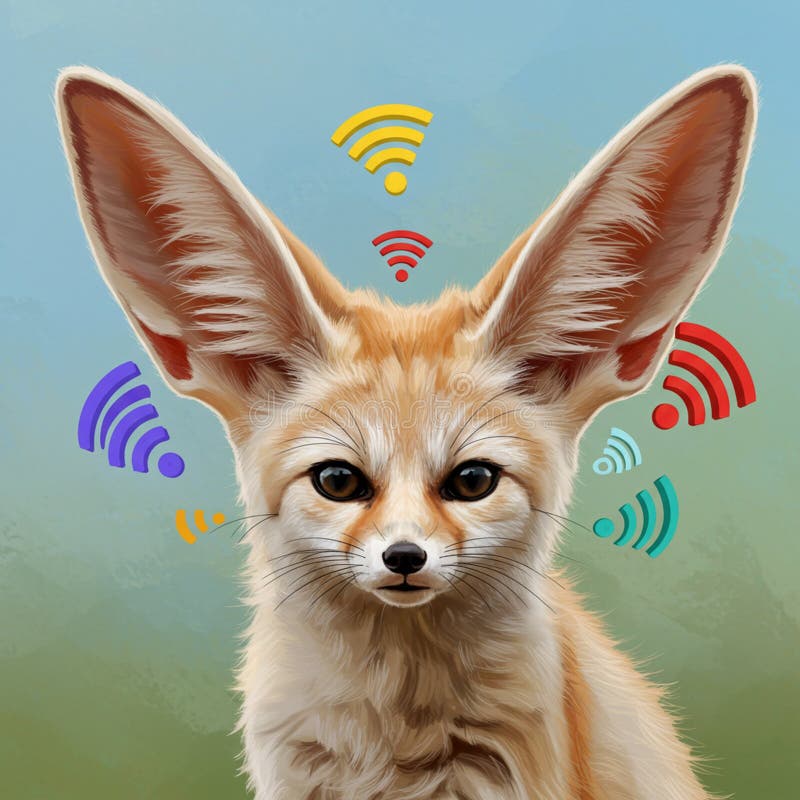 A Digital Illustration of a Fennec Fox (Vulpes Zerda) with Distinctive ...