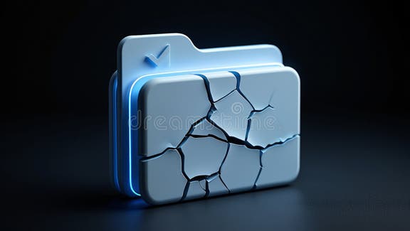Damaged File Folder Icon Illustrates Data Corruption Danger Stock ...