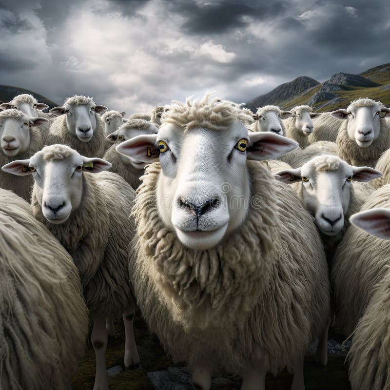 Digital Illustration of Flock of Sheep Stock Illustration ...