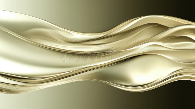 A Digital Illustration of a Flowing Gold Liquid with Wavy Lines. Stock ...